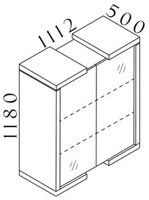 NABYTEK-DESIGNOVY.CZ - DL3103 - Manažerská skříň SOLID, 2 dvéřová, policová (3 patra polic v obou sekcích), výška 118cm, délka 111,2cm, jilm royal/bílá