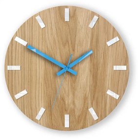 Nástěnné hodiny Simple Oak hnědo-tyrkysové