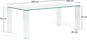 Skleněný jídelní stůl 100x200 cm Adularia – Kave Home