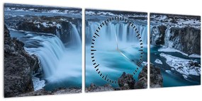 Obraz - Výhled na vodopády (s hodinami) (90x30 cm)