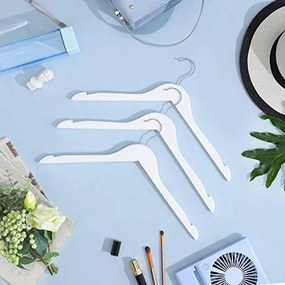 Dřevěný háček na oblečení s 360° otočným háčkem, protiskluzovým designem, 44 cm, bílý.