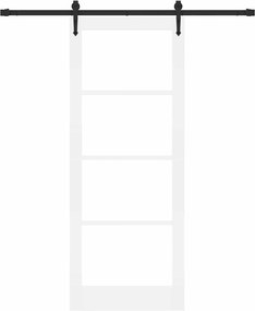 Posuvné dveře 83 x 211 cm Masivní borové dřevo a sklo Bílá 3332336