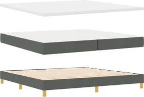 Postel s boxspringem s čelo Tmavě šedá 200 x 200 cm textil 3341315
