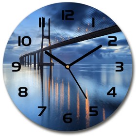 Wallmuralia Skleněné hodiny kulaté Osvětlený most fi 30 cm