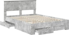 Rám postele s čelo Betonově šedá 160 x 200 cm Kompozitní dřevo 3408241