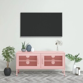 TV skříňka Grain - ocel - 105x35x50 cm | růžová