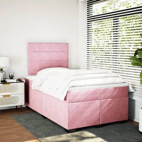 Box spring postel s matrací růžová 120 x 200 cm samet 3293187