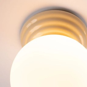 Béžové keramické stropní svítidlo se skleněným stínidlem ø 12 cm Farsa – Sollux