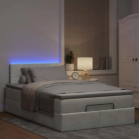 Osmanská postel s matrací &amp; LED světle šedá 120x190cm samet 3312608