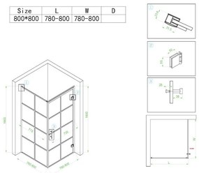 BPS-koupelny Čtvercový sprchový kout HYD-SK10A 80x80 černá/transparent