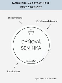 DÝŇOVÁ SEMÍNKA – bílá samolepka na dózu, základní písmo, 5 cm | DomaLEP
