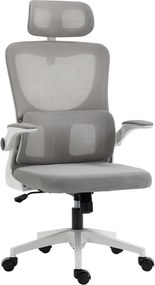 Ergonomická kancelářská židle Vinsetto, pracovní židle s nastavitelnými opěrkami, opěrkou hlavy, naklápěcí funkcí, výškově nastavitelná otáčecí židle,