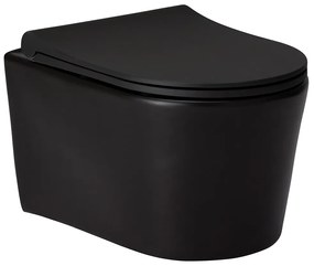 CERANO - Závěsná WC mísa Puerto, Rimless - černá matná - 35x50 cm
