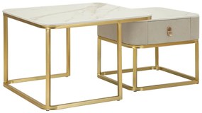Sada konferenčních stolků Odele 70 cm krémová / zlatá