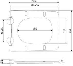Mexen Vera deska pomalu padající slim, duroplast, bílý lesk - 39164000