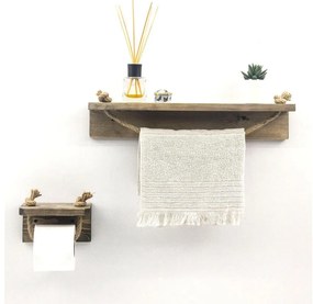 Asir Držák toaletního papíru 10,5x17 cm + nástěnná polička 10x50 cm smrk 792EVL2833