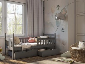 Dětská postel 90 cm Emelda (s roštem a úl. prostorem) (grafit). 1012938