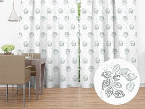 Biante Bavlněný závěs Sandra SA-089 Zelené popínavé květy na bílém 140x150 cm