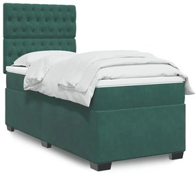 Box spring postel s matrací tmavě zelená 80 x 200 cm samet 3293071