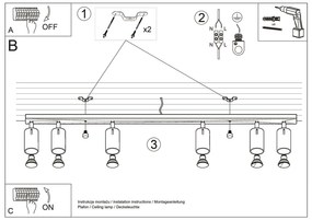 Stropní svítidlo RING 6L šedé