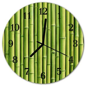 Nástenné skleněné hodiny bambus
