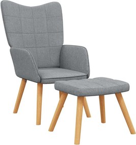 Relaxační křeslo se stoličkou světle šedé textil 327930