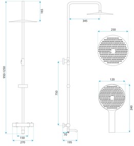 Sprchový komplet s termostatickou baterií REA LUNGO DIAMOND, chrom