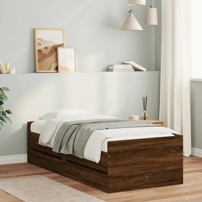 vidaXL Rám postele se zásuvkami 90 x 200 cm [3207349] Barva: hnědý dub