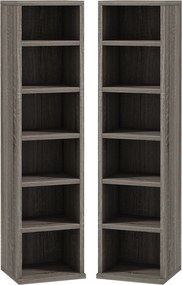 HOMCOM Sada 2 sloupcových polic pro ukládání CD-DVD kabinet 6 + 6 přihrádek 21 x 22,5 x 88,5 cm max. kapacita 204 CD tmavě šedá | Aosom