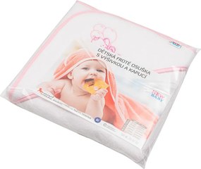 Dětská froté osuška s výšivkou a kapucí New Baby 80x80 bílá sloník