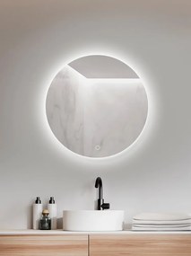 AMIRRO AMBIENTE kulaté zrcadlo do koupelny na zeď do pokoje do ložnice do předsíně na chodbu Amirro Ø 60 cm s LED osvětlením a senzorem, IP44 411-019 411-248