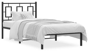 Kovový rám postele s čelem černý 90 x 190 cm