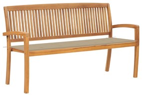 Stohovatelná zahradní lavice s poduškou 159 cm masivní teak 3063309