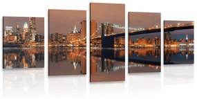 5-dílný obraz odraz Manhattanu ve vodě Varianta: 200x100