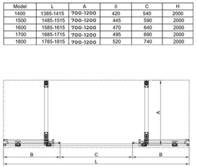 BPS-koupelny Posuvné sprchové dveře HYD-ATA-DUO 150 chrom/transparent pro instalaci do niky - bez vaničky