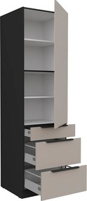 ARIA cb | vysoká skříňka 60 DKS-210 3S1F potravinová | UNI DVÍŘKA | 60 cm | PREMIUM BOX | černá/béžová