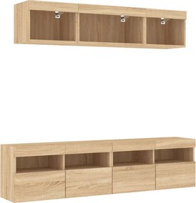 5dílná obývací stěna s LED dub sonoma kompozitní dřevo 3216720