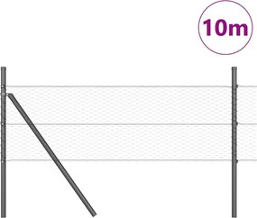 Hexagonální kotvení plotu 10 x 0,5 m Ocel potažená PVC Šedá 3352766