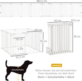 PawHut venkovní výběh pro štěňata, bezpečnostní brána s dvířky, flexibilní, skládací, 8 panelů, 60x76cm, bílá| Aosom