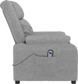 Elektrické polohovací křeslo světle šedé textil 3143567