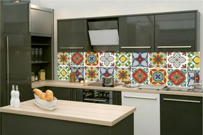 DIMEX | Fototapeta do kuchyně Mexické keramické kachličky KI-260-240 | 260 x 60 cm | vícebarevná, bílá