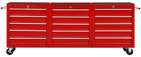 Vozík na nářadí s 15 zásuvkami ocelový červený - Default Title