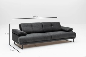 Atelier del Sofa 3-místná pohovka Mustang - Anthracite, Antracitová