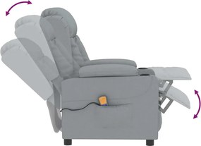 Masážní křeslo světle šedé textil 339058