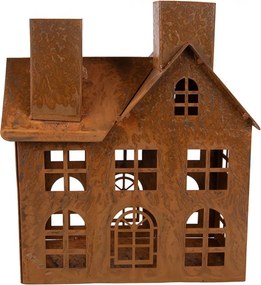 Rezavý svícen ve tvaru domku Rustic Charm - 11*19*21 cm