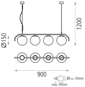 ACB Iluminacion Závěsné svítidlo MAUI 4, š. 90 cm Barva: Zlatá