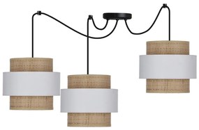 Candellux Lustr na lanku RATTAN 3xE27/40W/230V bílá/hnědá CA0943