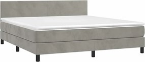Box spring postel s matrací a LED světle šedá 180x200 cm samet 3134297