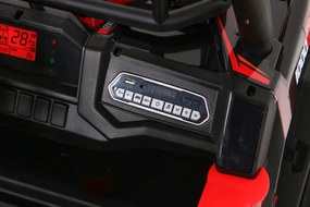 Ramiz Elektrická terénní bugina UTV pro děti červená + dálkové ovládání + zavazadlový prostor + pomalý start + EVA kola + MP3 LED