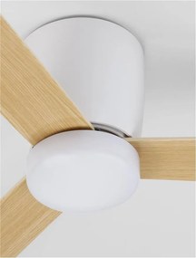 NV 9952335 Stropní ventilátor DELL tělo z hliníku dřevo a matná bílá 3ABS dřevěné listy - NOVA LUCE